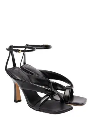 Bottega Veneta Riva Leather Heeled Sandals - Black