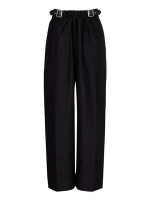 Loewe Gathered Wide-leg Pants - Black