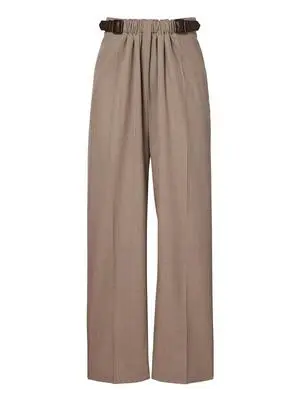 Loewe Gathered Wide-leg Wool Pants - Beige