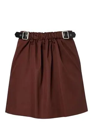 Loewe Belted Cotton And Silk Twill Miniskirt - Brown
