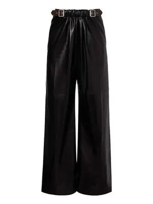 LOEWE Gathered Wide-Leg Leather Pants