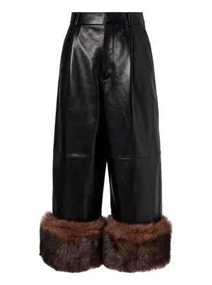 Loewe Leather Wide-leg Pants - Black