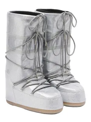 Moon Boot Icon Glitter Knee-high Boots - Silver