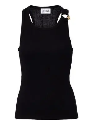 JEAN PAUL GAULTIER Piercing Cotton Jersey Tank Top - Black