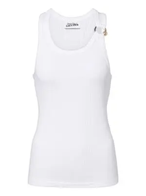 JEAN PAUL GAULTIER Piercing Cotton Jersey Tank Top - White