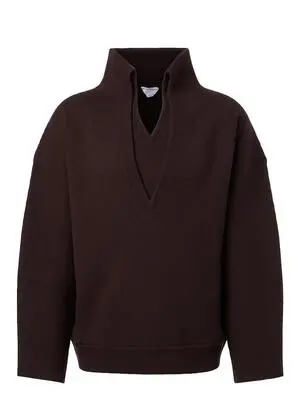 Bottega Veneta Ribbed Wool V-neck Sweater - Brown