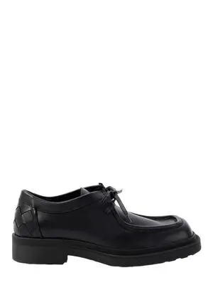 Bottega Veneta Intrecciato Leather Derby Shoes - Black