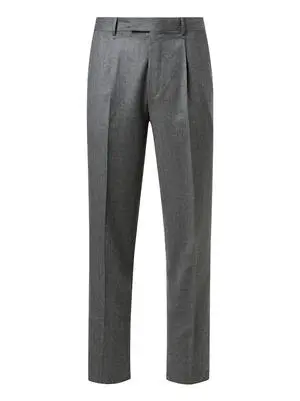 Zegna Wool Flannel Straight Pants - Grey