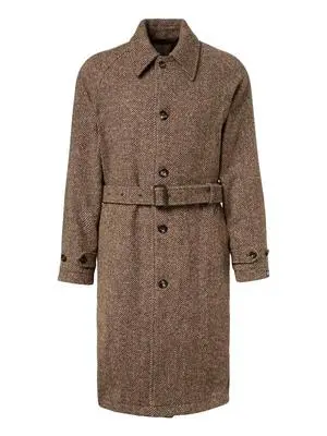 Ralph Lauren Herringbone Wool Tweed Coat - Brown