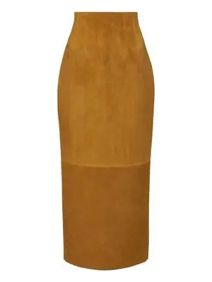 Khaite Loxley Suede Maxi Skirt - Brown