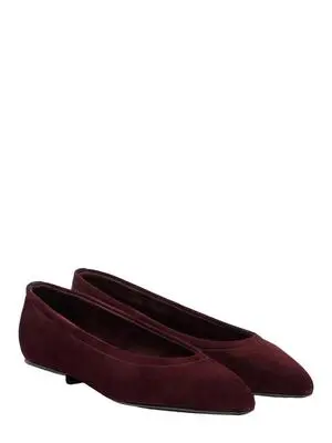Loro Piana Primula Suede Ballet Flats - Burgundy