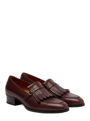 Loro Piana Pennan Fringed Leather Loafers - Burgundy