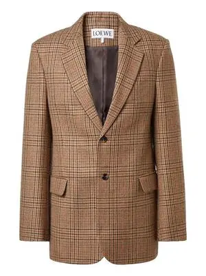 Loewe Prince Of Wales Check Wool Blazer - Brown