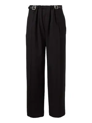 Loewe Belted Wool Straight Pants - Black