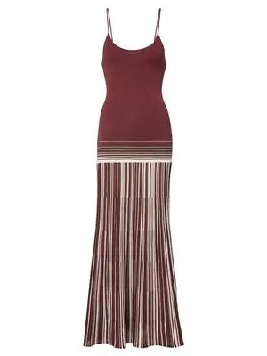 Faithfull The Brand Cecile Striped Cotton-blend Maxi Dress - Burgundy