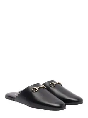 Gucci Horsebit Leather Mules - Black