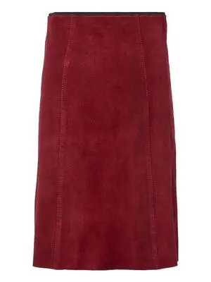 JOSEPH Suede Midi Skirt - Red
