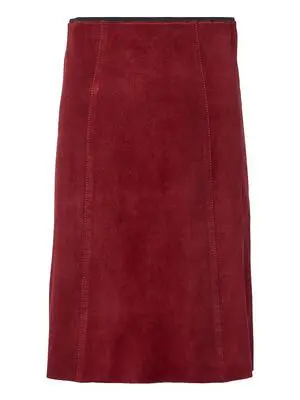 JOSEPH Suede Midi Skirt - Red