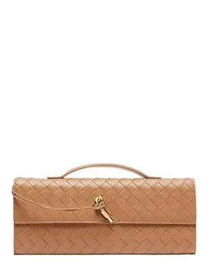 Bottega Veneta Andiamo Intrecciato Leather Clutch Beige