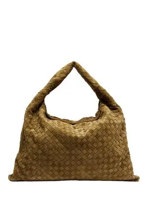 Bottega Veneta Hop Intrecciato Large Suede Tote Bag - Green
