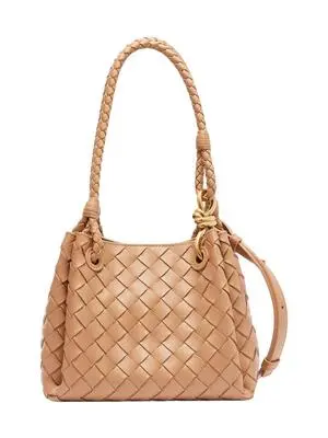Bottega Veneta Small Intrecciato Parachute Leather Tote - Beige