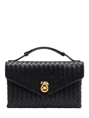 Bottega Veneta Knot Lock Intrecciato Leather Tote Bag - Black