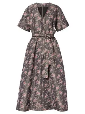 MARKARIAN Lunetta Floral Taffeta Midi Dress - Black