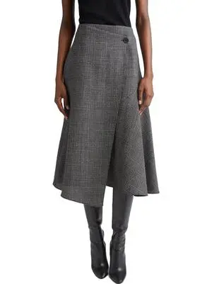 Michael Kors Draped Wool Wrap Skirt - Black/white