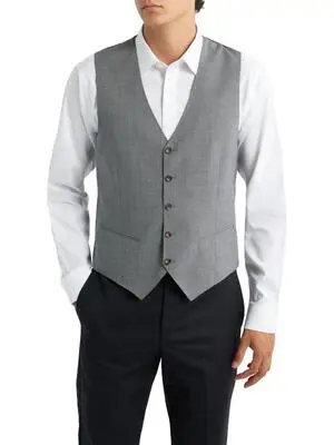 JACK VICTOR Owen Five-button Stretch Wool Vest - Grey