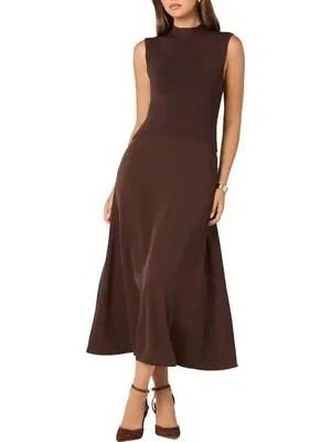 Astr The Label Mixed Media Dress - Brown