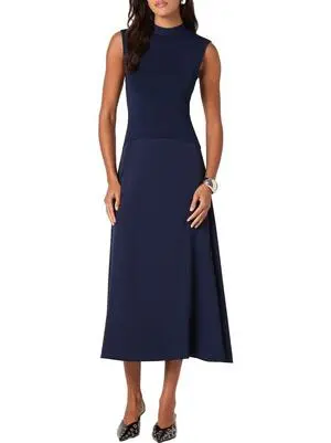 Astr The Label Mixed Media Dress - Navy