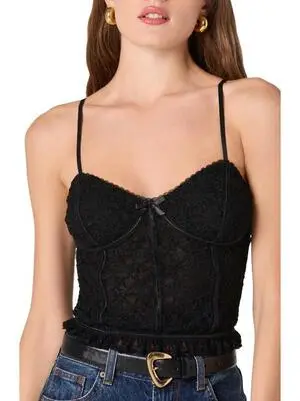 Astr The Label Lace Bustier Crop Camisole Black