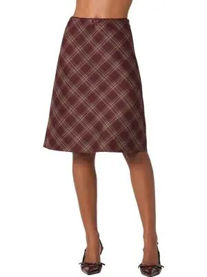 Astr The Label Plaid Slip Skirt Burgundy Plaid