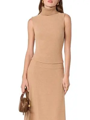 Astr The Label Sleeveless Turtleneck Sweater - Tan