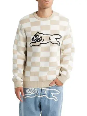 ICECREAM Check Logo Sweater Antique White