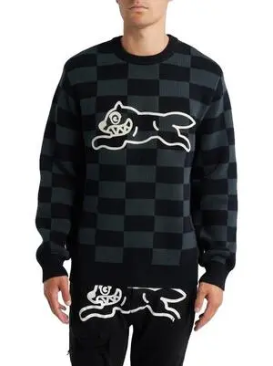 ICECREAM Check Logo Sweater Black