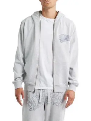 BILLIONAIRE BOYS CLUB Graphic Zip-up Hoodie - Heather Grey