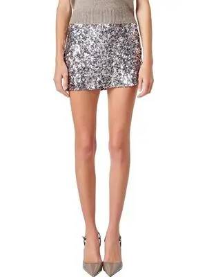 Endless Rose Sequin Mini Skirt - Metal