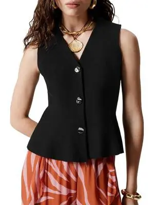 & Other Stories Peplum Knit Vest Black Dark
