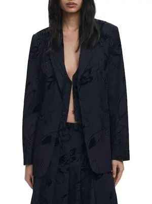 Desigual Tonal Floral Blazer - Black