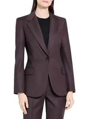 Theory Lynnia Sleek Virgin Wool Blazer Cacao