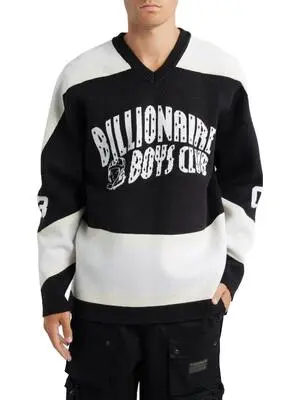 BILLIONAIRE BOYS CLUB V-neck Jersey Sweater - Black