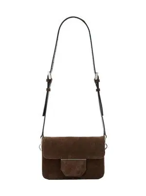 ALLSAINTS Jupiter Suede Crossbody Bag - Fango Brown