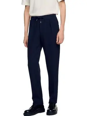 Sandro Elasticated Straight-leg Trousers - Deep Sapphire