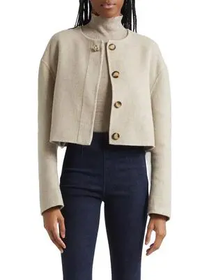 Veronica Beard Philips Crop Wool-blend Jacket - Oatmeal Melange