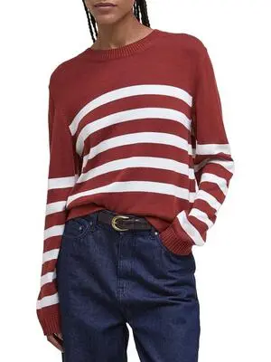 Barbour Stripe Cotton-Blend Sweater Burnt Henna Stripe