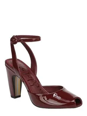 Sam Edelman Ankle Strap Peep Toe Pumps - French Merlot