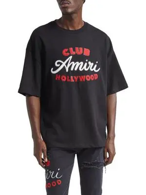 Amiri Oversize Crystal Embellished Club Appliqué T-shirt - Black