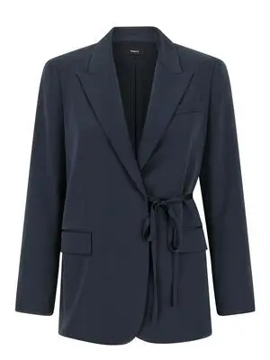 Theory City Twill Double-breasted Blazer - Blue