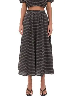 LE BOP Chambray Check Pattern Skirt - Gunmetal Plaid
